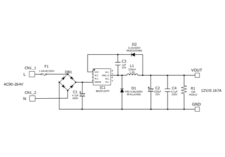 REFACDC003 Non-Isolation Buck Converter PWM method Output 2 W 12 V Reference Design