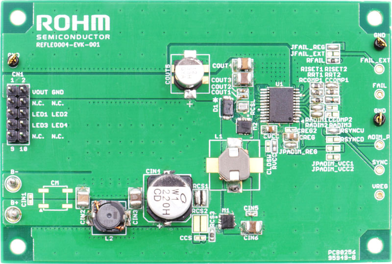REFLED004 4ch White LED driver BD83A14EFV-M reference design for automotive panel backlight ...