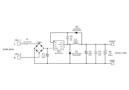 REFACDC005 Non-Isolation Buck Converter PWM method Output 2.6W 15V ...