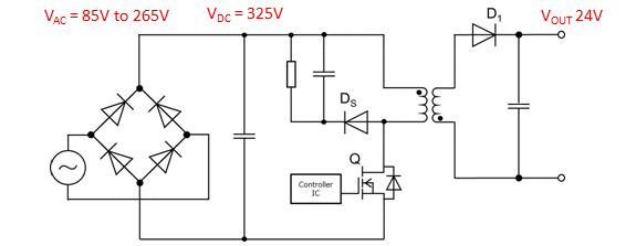Single-End Flyback with RCD snubber (Controller IC version) | Topology ...