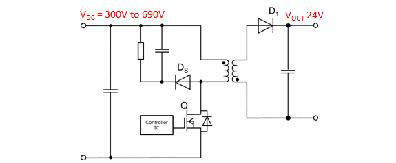 Three phase, Single-End Flyback with RCD snubber (DC input version ...